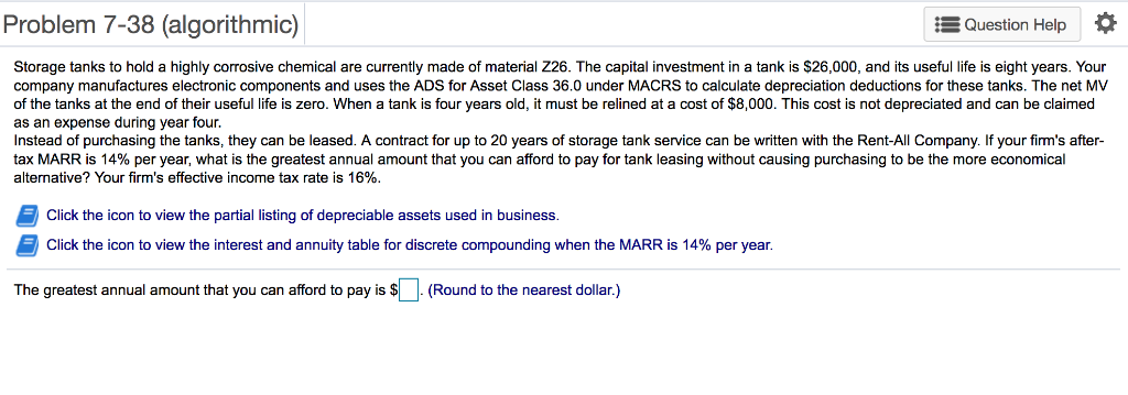 Problem 7-38 (algorithmic) Question Help Storage | Chegg.com Problem 7-38 (algorithmic) Question Help Storage | Chegg.com