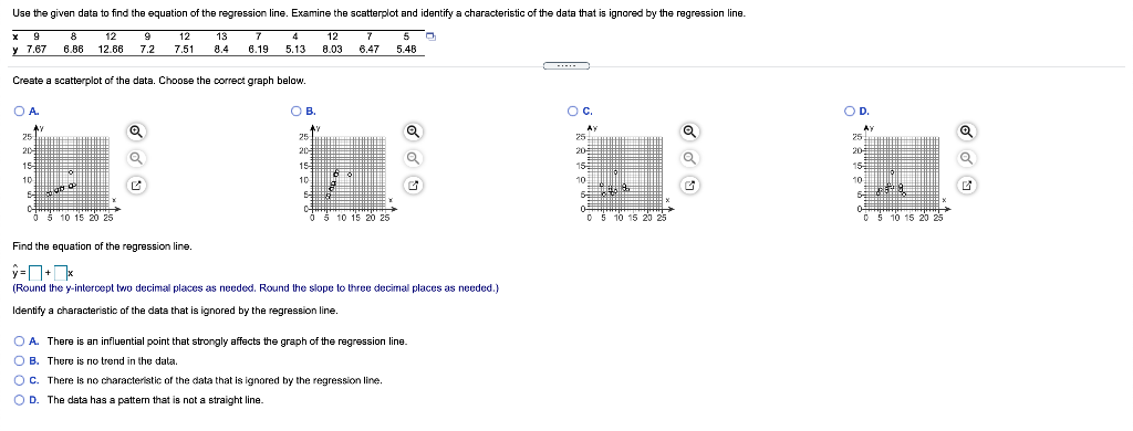 Solved Use the given data to find the equation of the | Chegg.com