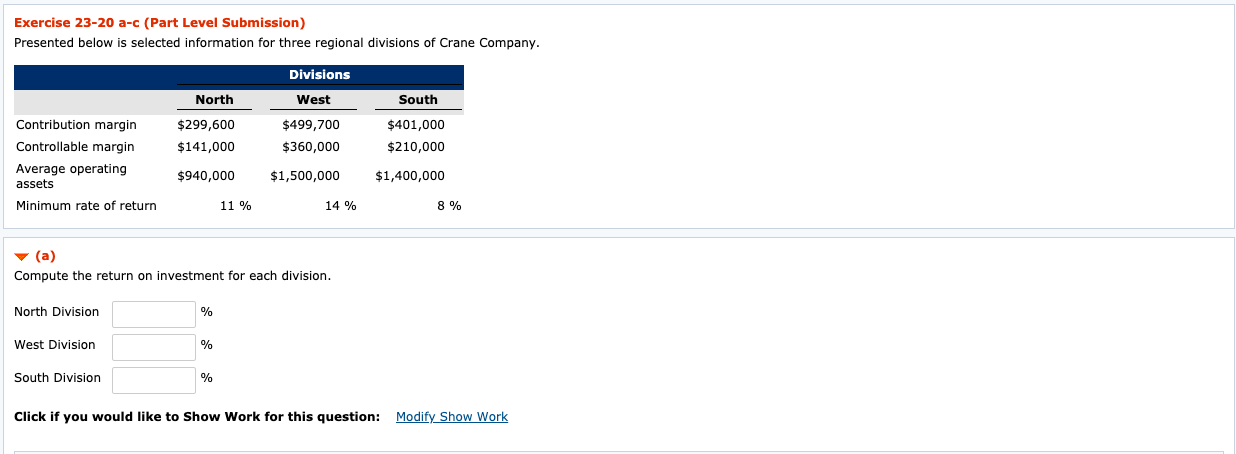 Solved Exercise 23-20 a-c (Part Level Submission) Presented | Chegg.com