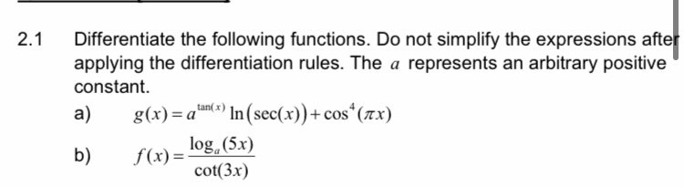 Solved Differentiate the following functions. Do not | Chegg.com