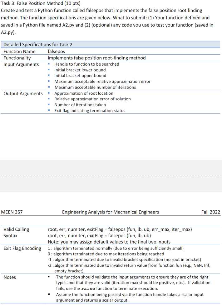 Solved Task 3: False Position Method (10 pts) Create and | Chegg.com