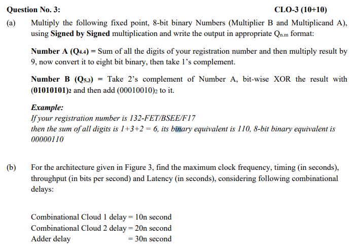 Solved Question No. 3: CL0-3 (10+10) (a) Multiply the | Chegg.com