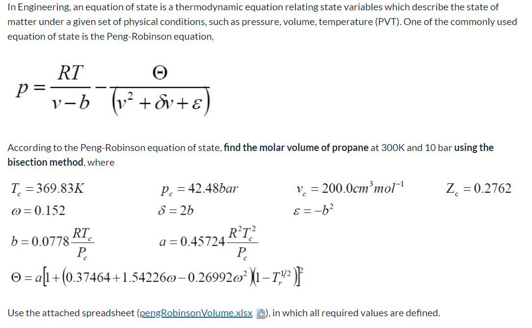 In Engineering, an equation of state is a | Chegg.com