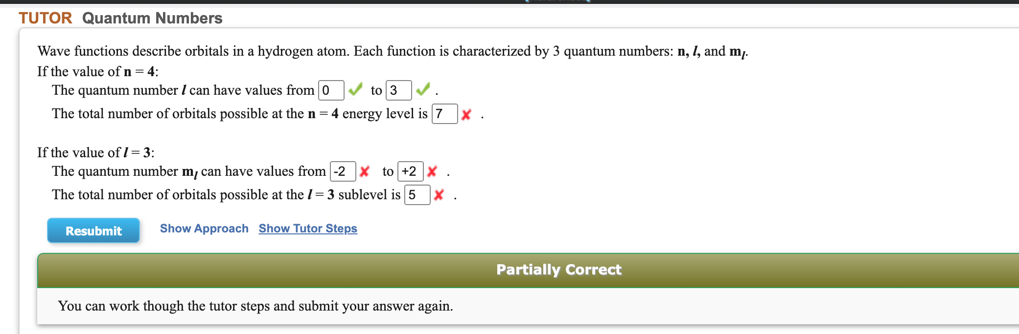 Solved TUTOR Quantum Numbers Wave functions describe | Chegg.com