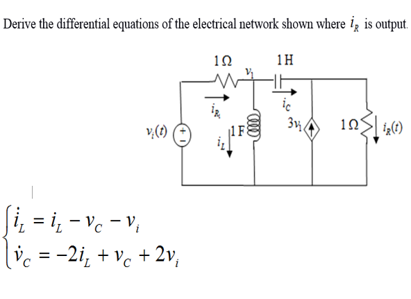 Solved Derive the differential equations of the electrical | Chegg.com