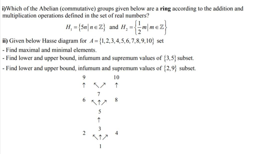 Solved i)Which of the Abelian (commutative) groups given | Chegg.com