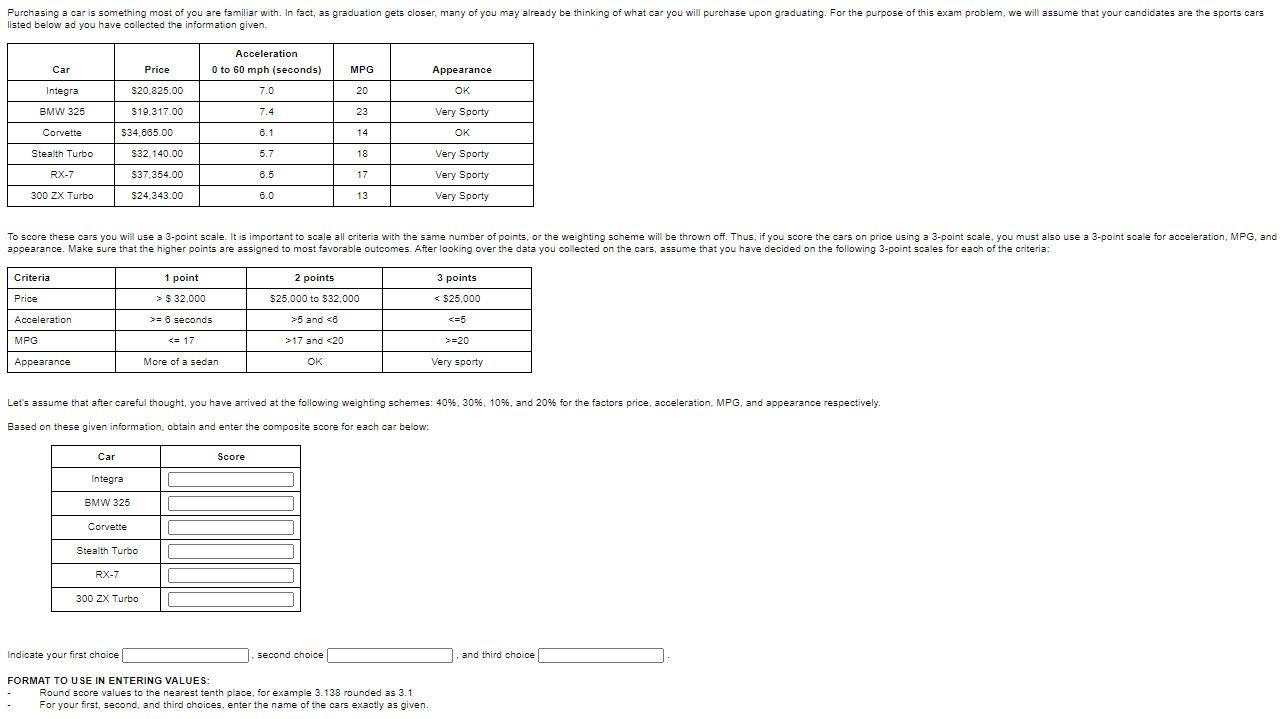 Solved Purchasing a car is something most of you are | Chegg.com