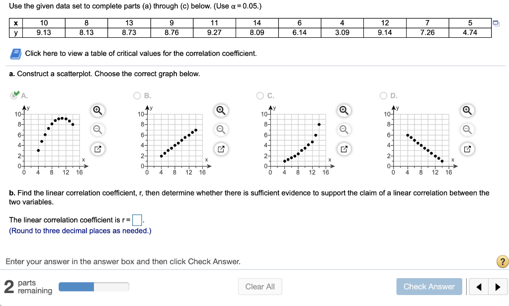 Solved Use the given data set to complete parts (a) through | Chegg.com