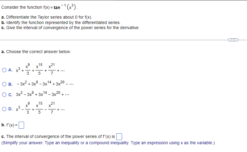 Solved Consider the function f(x)=tan−1(x3). a. | Chegg.com