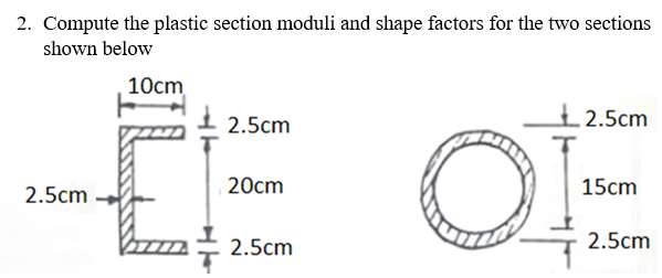 Solved 2. Compute the plastic section moduli and shape | Chegg.com