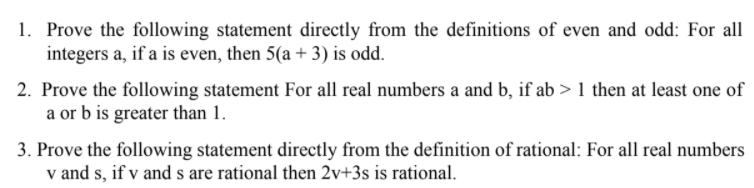 Solved 1. Prove the following statement directly from the | Chegg.com