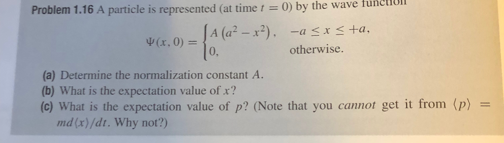 Solved 1.16 A particle is represented (at time t 0) by the | Chegg.com