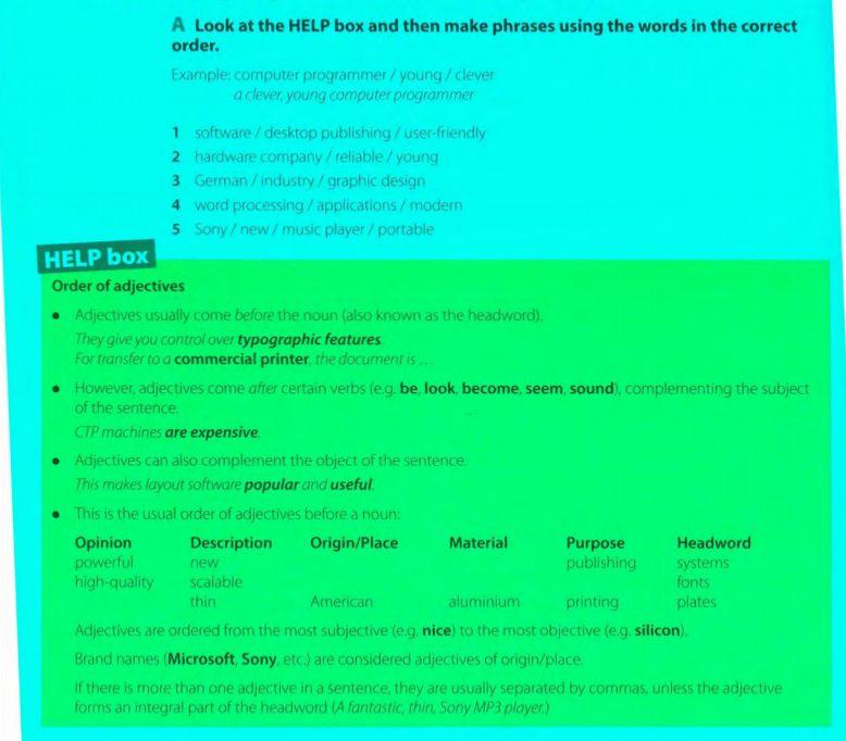Solved A Look at the HELP box and then make phrases using | Chegg.com