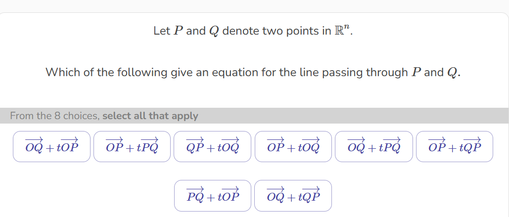 Solved Let P and Q denote two points in Rn. Which of the | Chegg.com
