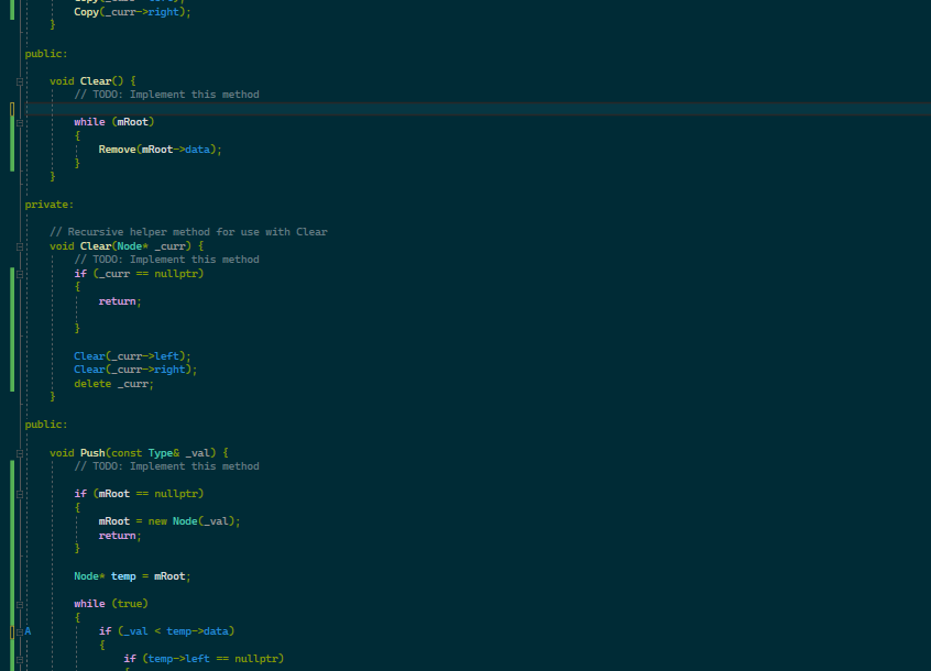 Solved right = nullptr; \} parent = _parent; // Data menbers | Chegg.com