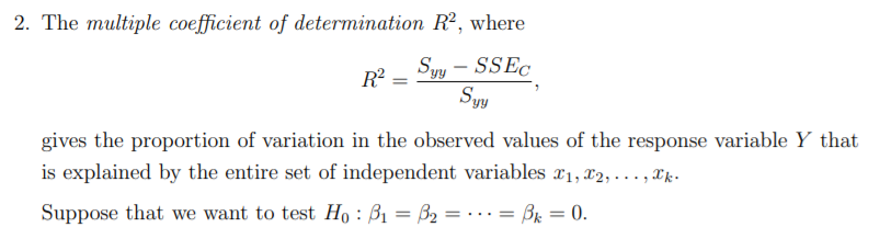 Solved 2. The multiple coefficient of determination RP, | Chegg.com