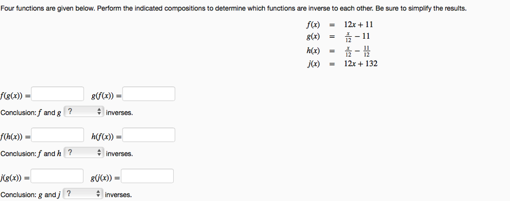 Solved Four functions are given below. Perform the indicated | Chegg.com