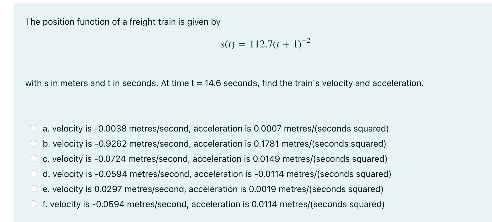 Solved The position function of a freight train is given by | Chegg.com