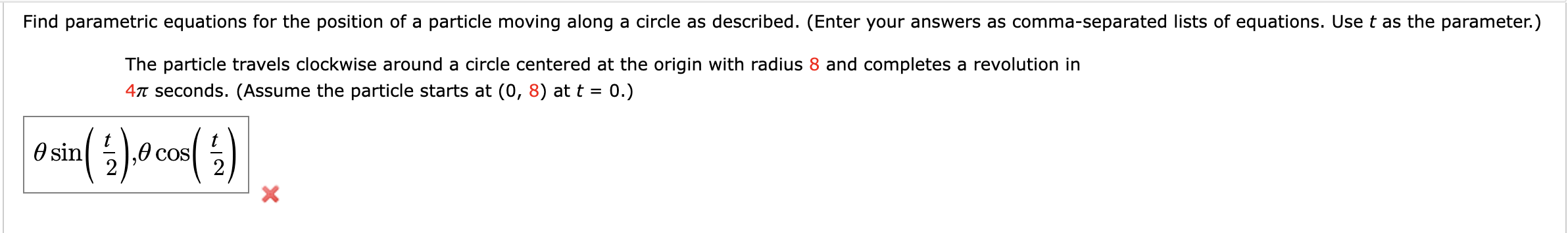 Solved Find parametric equations for the position of a | Chegg.com