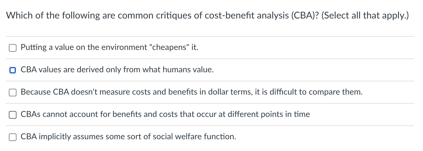 Solved Which of the following are common critiques of | Chegg.com