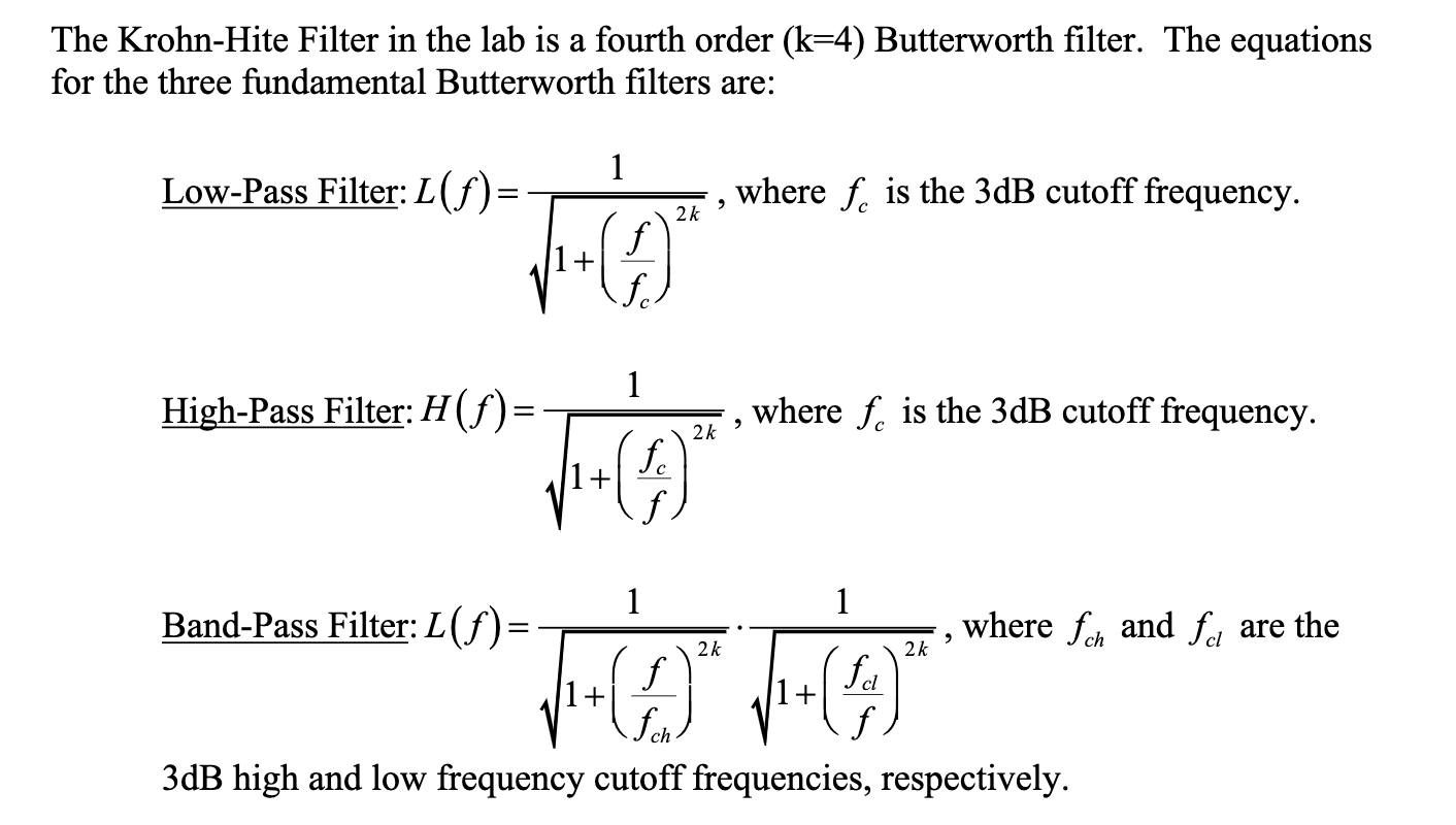Solved The Krohn-Hite Filter in the lab is a fourth order | Chegg.com