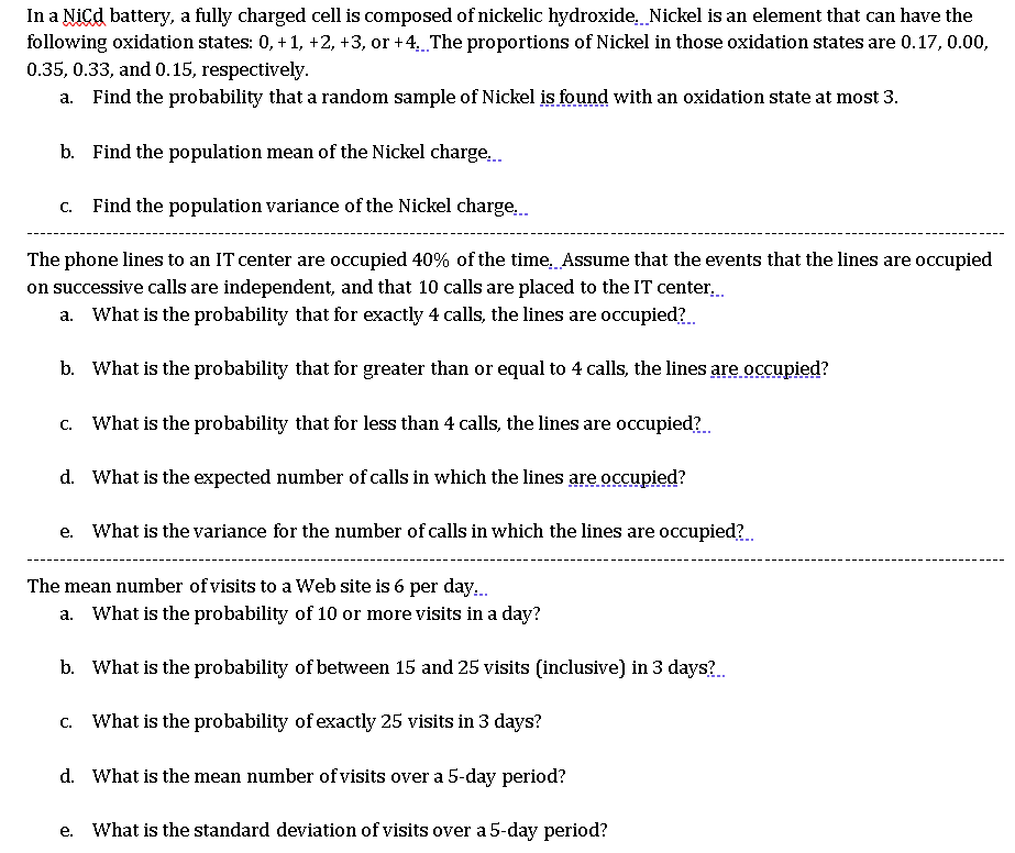 Solved In a Nicd battery, a fully charged cell is composed | Chegg.com
