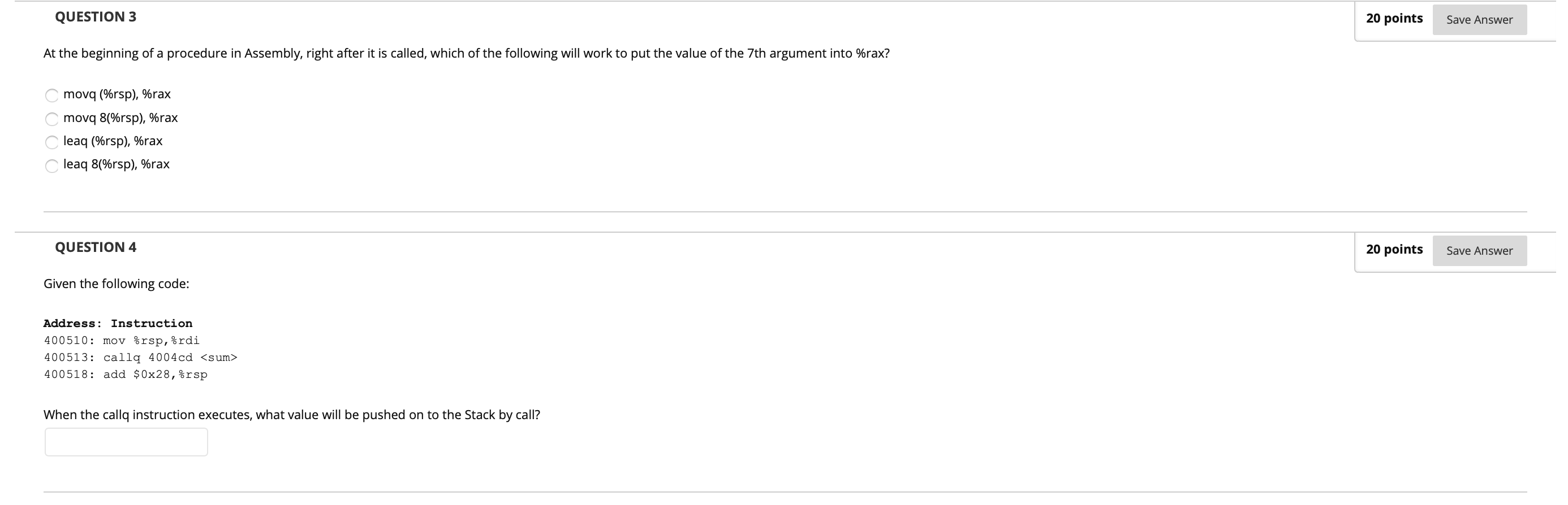 QUESTION 3 20 points Save Answer At the beginning of | Chegg.com