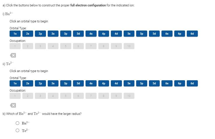 Solved a) Click the buttons below to construct the proper | Chegg.com