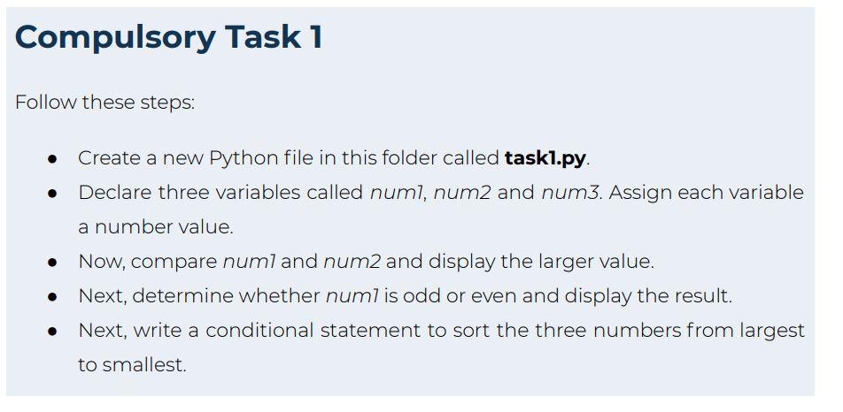 Solved Compulsory Task 1 Follow These Steps Create A New Chegg