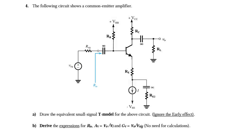 Solved The following circuit shows a common-emitter | Chegg.com