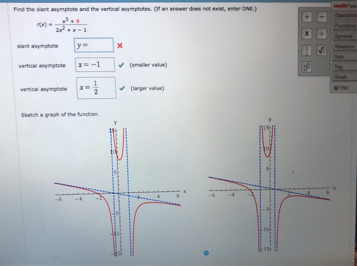 Solved Find the slant asymptote and the vertical asymptotes. | Chegg.com