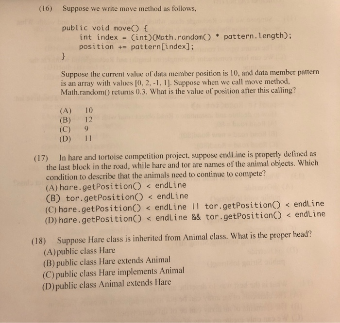 Solved (16) Suppose we write move method as follows, public | Chegg.com