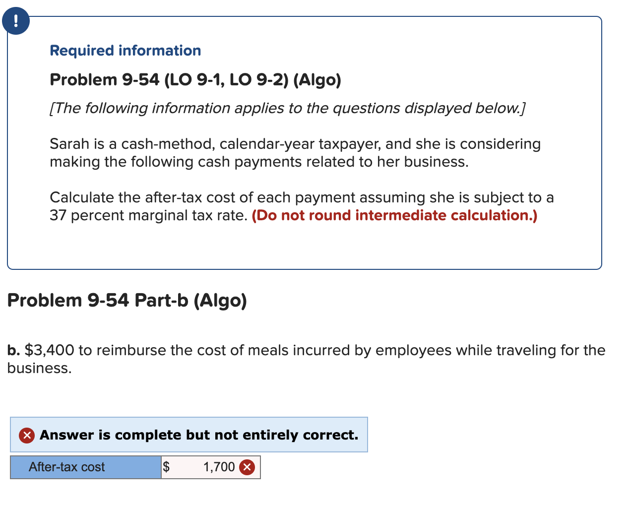 Solved ! Required information Problem 9-54 (LO 9-1, LO 9-2) | Chegg.com Solved ! Required information Problem 9-54 (LO 9-1, LO 9-2) | Chegg.com