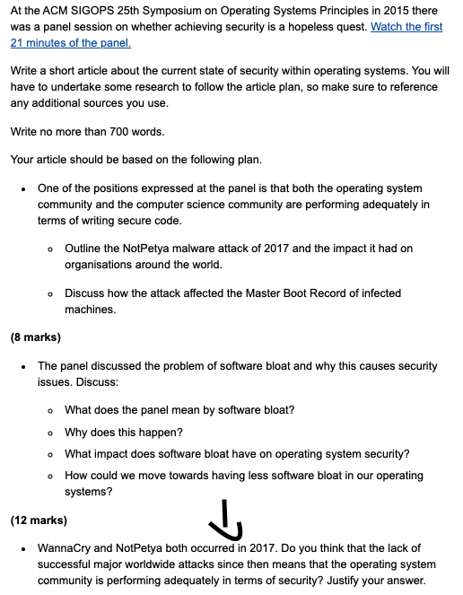 Solved At the ACM SIGOPS 25th Symposium on Operating Systems | Chegg.com