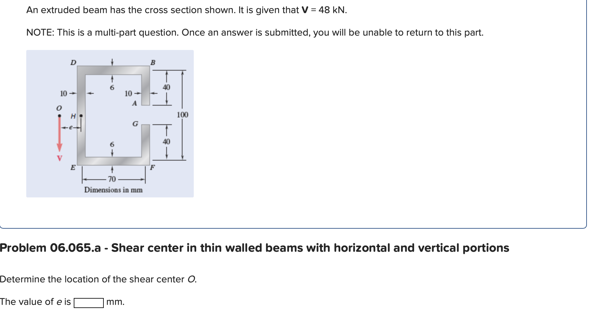 Solved An extruded beam has the cross section shown. It is | Chegg.com