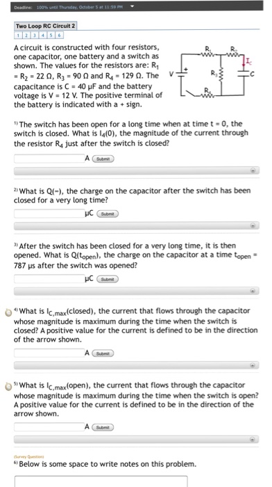 Solved Two Loop RC Circuit 2 A circuit is constructed with | Chegg.com