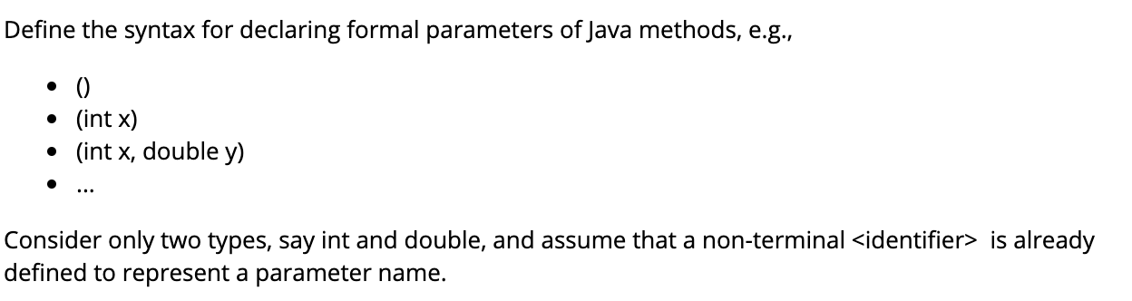 Solved Define the syntax for declaring formal parameters of | Chegg.com
