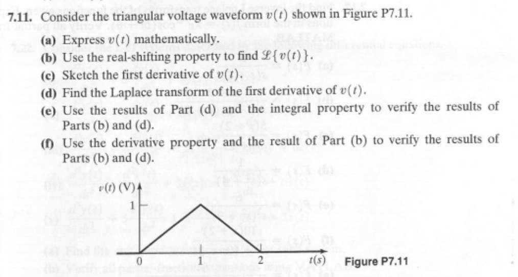 Solved 7.11. Consider the triangular voltage waveform y(t) | Chegg.com