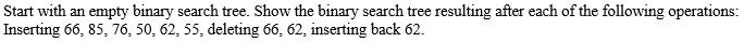 Solved Start with an empty binary search tree. Show the | Chegg.com