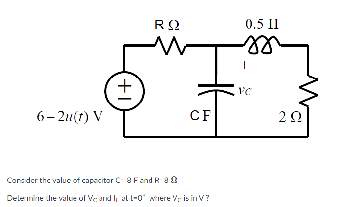 Solved Determine the value of dVC /dt at t=0+ when the value | Chegg.com