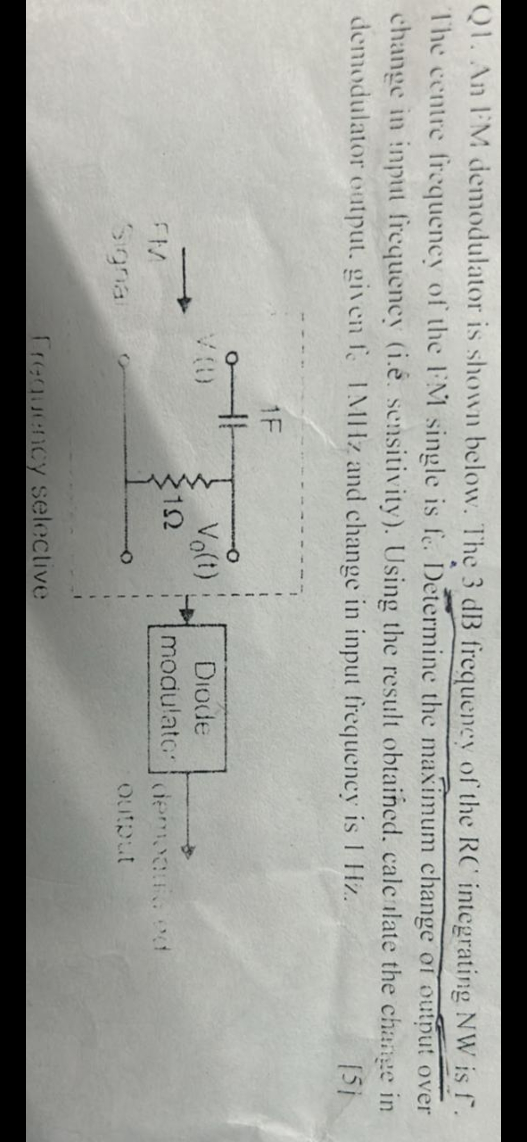 An FM demodulator is shown below. The 3 dB frequency | Chegg.com
