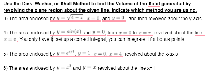 Solved Use the Disk, Washer, or Shell Method to find the | Chegg.com