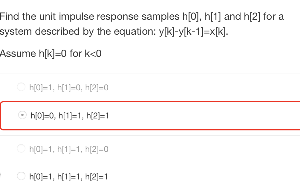 Solved Find the unit impulse response samples h[o], h[1] and | Chegg.com
