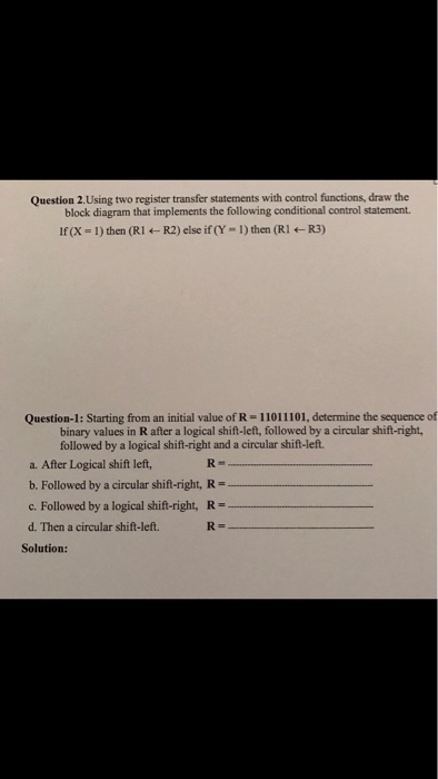 Solved Question 2.Using two register transfer statements | Chegg.com
