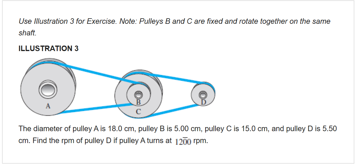 Solved Use Illustration 3 for Exercise. Note: Pulleys B and | Chegg.com
