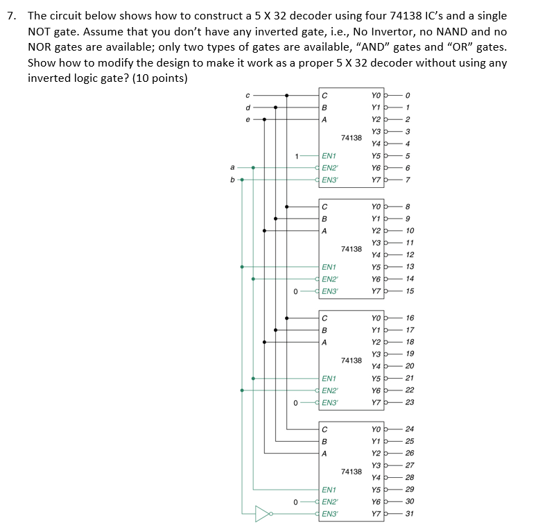 Solved 7. The circuit below shows how to construct a 5 X 32 | Chegg.com