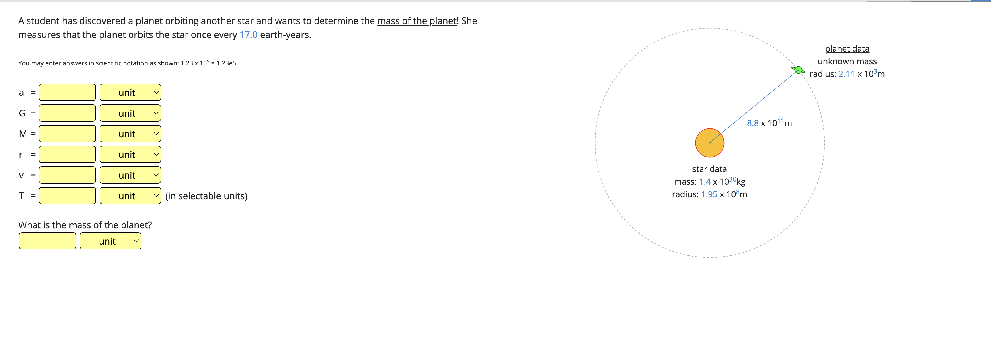 Solved A student has discovered a planet orbiting another | Chegg.com