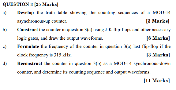 Solved QUESTION 3 [25 Marks] a) Develop the truth table | Chegg.com