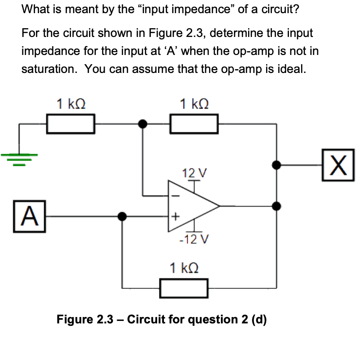 Solved What is meant by the “input impedance” of a circuit? | Chegg.com