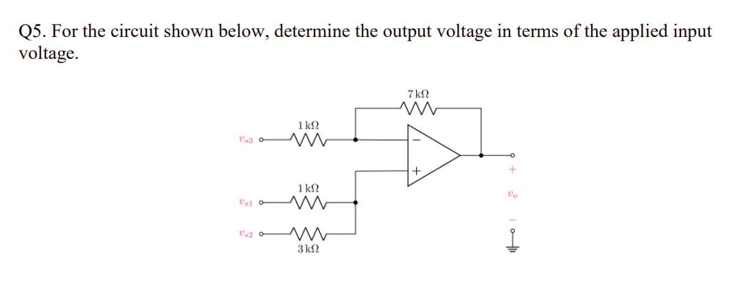 Solved Q5. For the circuit shown below, determine the output | Chegg.com